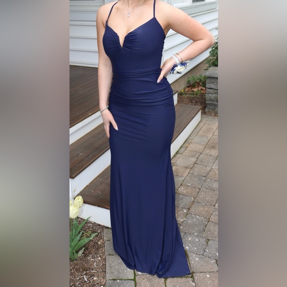La Femme | Dresses | Navydeep Blue Prom Dress | Poshmark
